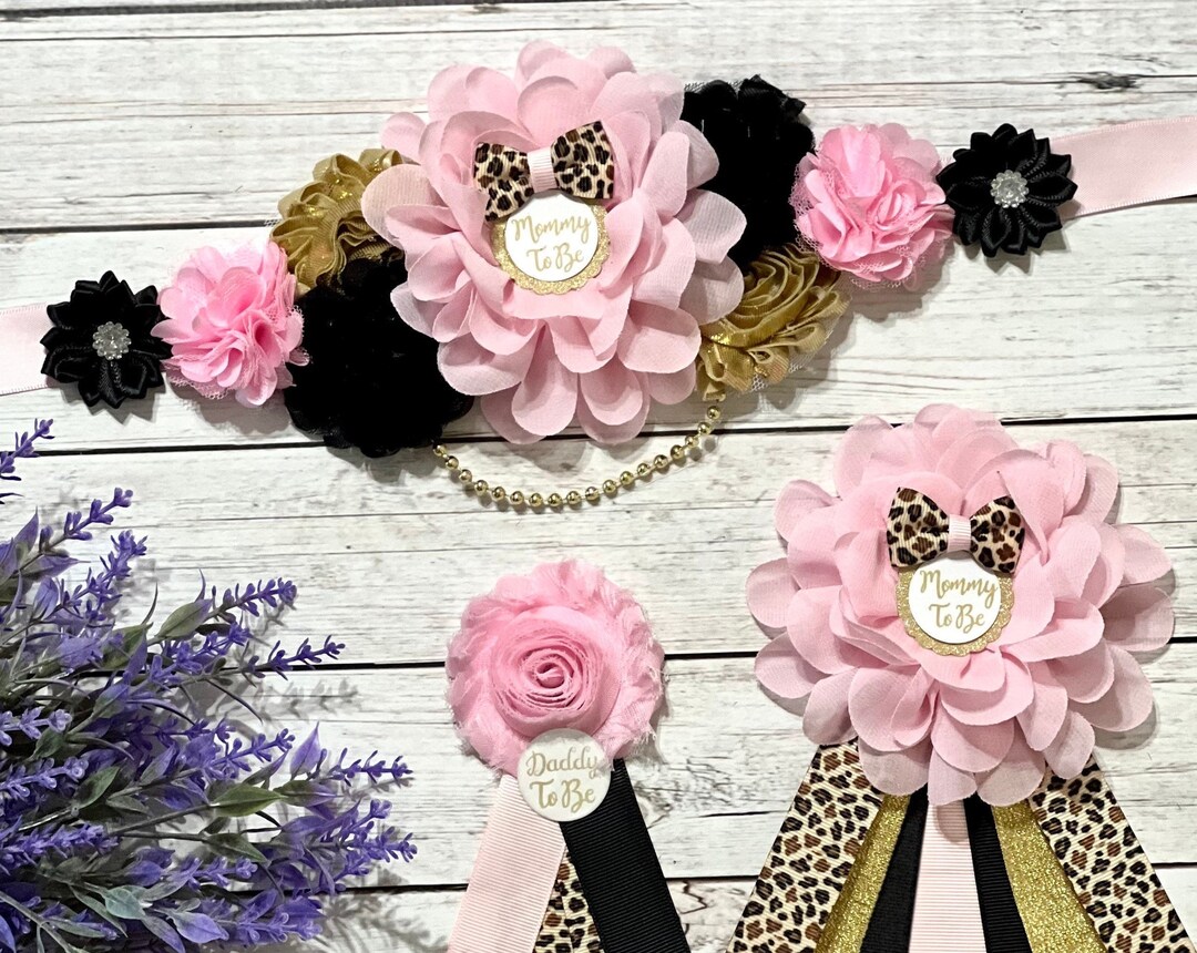 Leopard Baby Shower Sash Safari Maternity Sash Belt Leopard Baby Shower ...