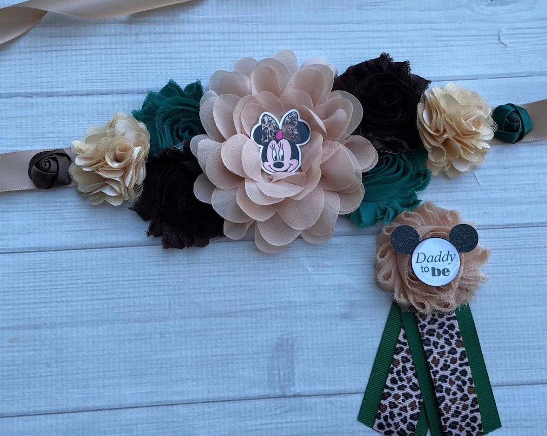 Safari Minnie Mouse Maternity Sash Safari Minnie Mouse Baby Shower Sash ...