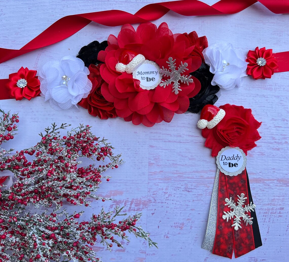 Santa Baby Shower Sash Santa Maternity Belt Santa Baby Maternity Sash ...