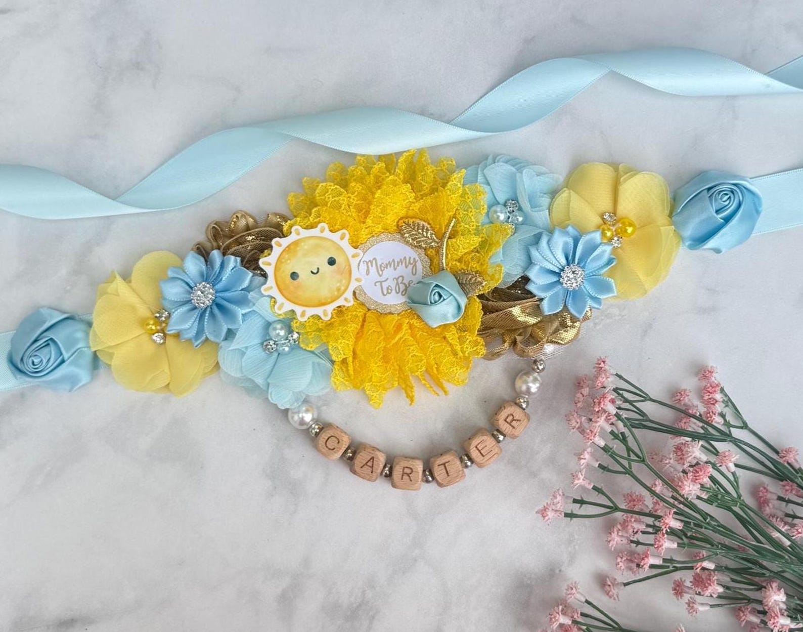 Sunshine Baby Shower Sash Here Comes the Sun Sunshine Maternity Sash ...