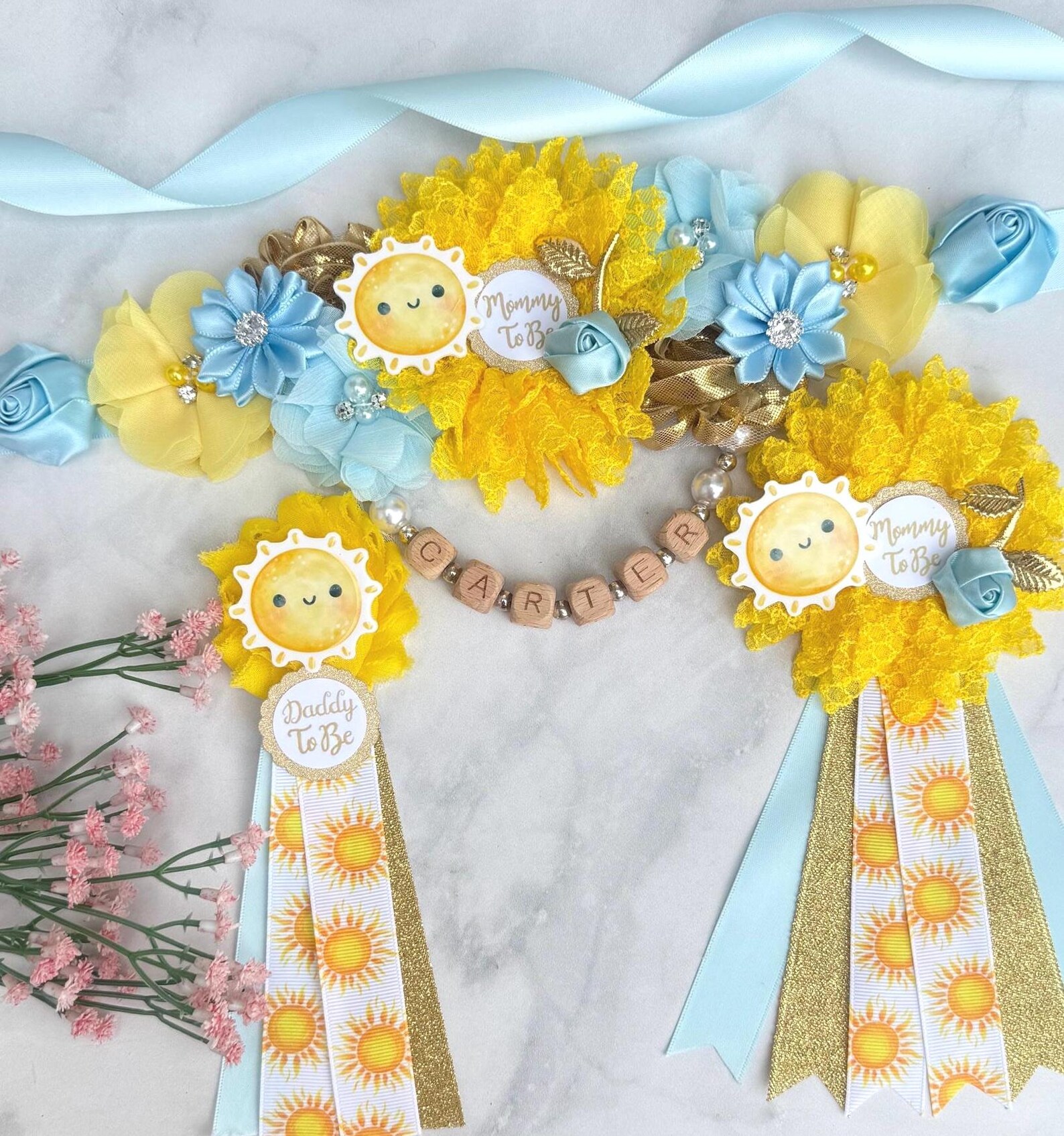 Sunshine Baby Shower Sash Here Comes the Sun Sunshine Maternity Sash ...