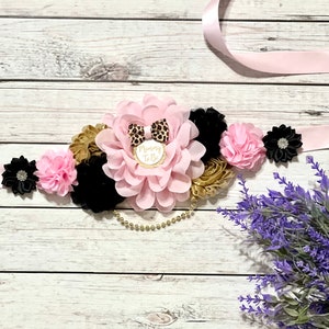 Leopard Baby Shower Sash Safari Maternity Sash Belt Leopard Baby Shower ...