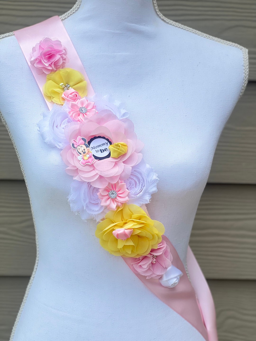 Minnie Mouse Shoulder Sash , Baby Minnie Mommy Sash , Pregnancy Sash ...
