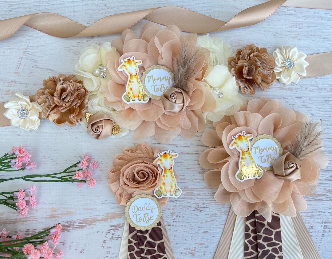 Giraffe Baby Shower Maternity Sash Giraffe Maternity Belt Safari ...