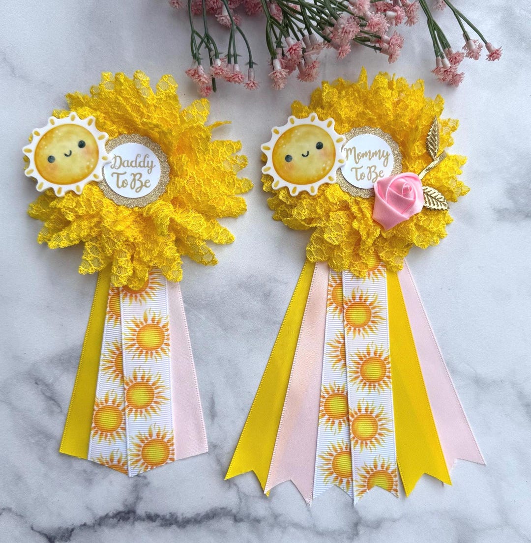 Sunshine Baby Shower Corsage, Sunshine Baby Shower Pins, Mommy Ribbon ...