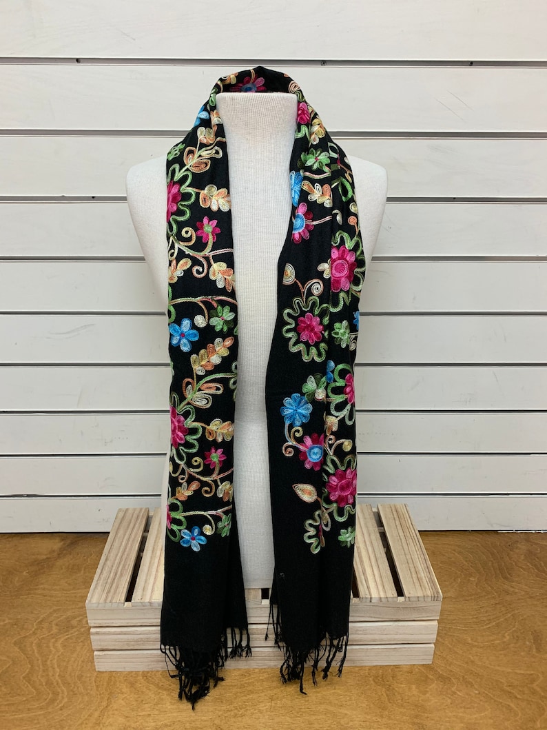 MEXICAN EMBROIDERED SCARF | Etsy