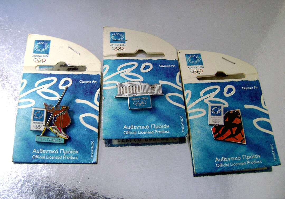 3 Vintage Official Athens 2004 Olympic Games Collectible Pins Parthenon ...