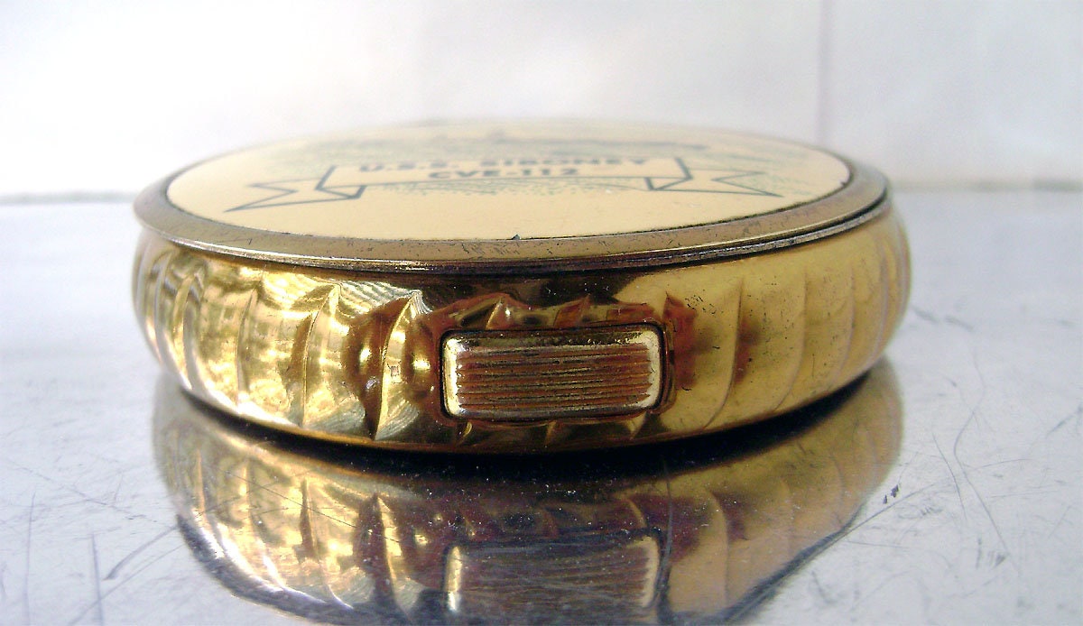 Vintage Military Powder Compact Enamel & Goldtone Naval USS Siboney ...