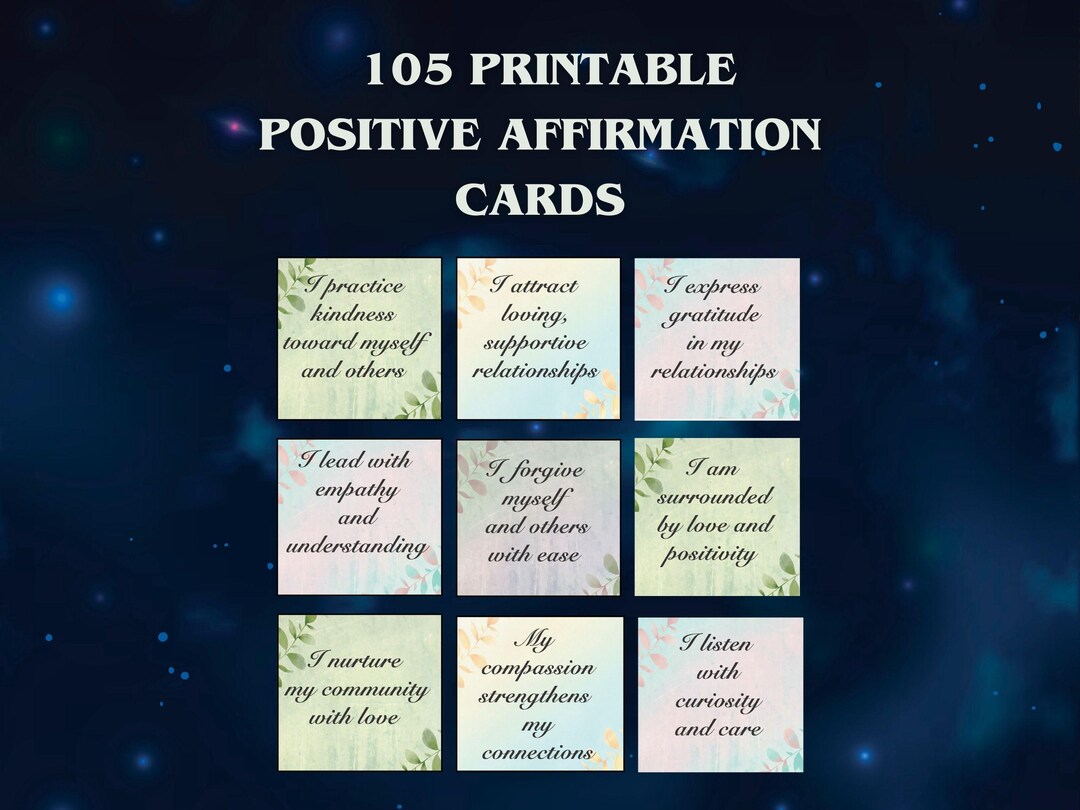 105 Printable Positive Affirmation Cards – 105 Pastel Watercolor Quote ...