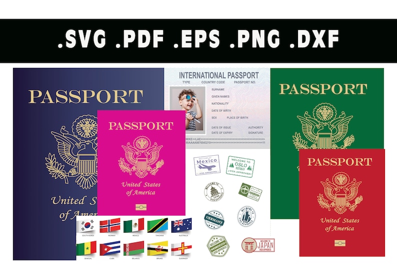 Printable Pretend US Passport: Stamps, Visas, World Flags (digital ...