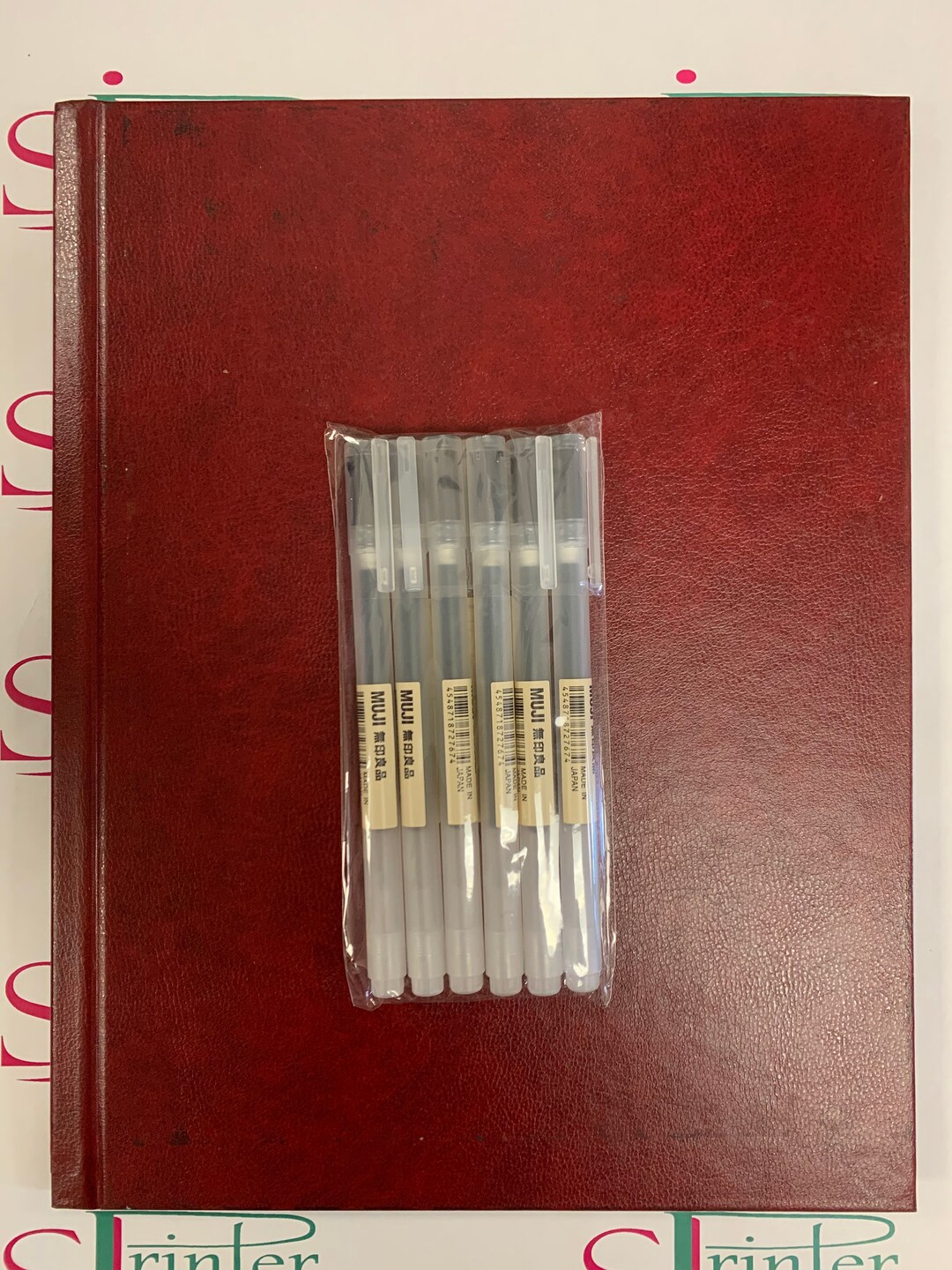 New Maroon Hardcover Book Journal With Pens MUJI Gel Ink Pens 6pk Black ...