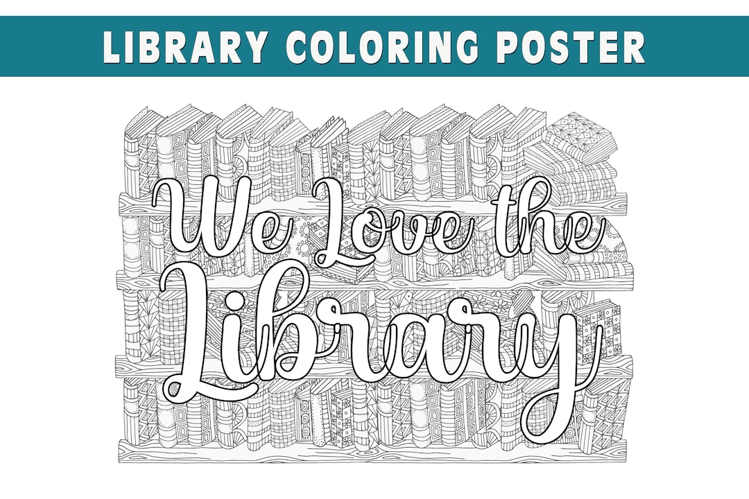 Library Books Giant Coloring Poster: Inspirational Wall Art (30x42) - Etsy