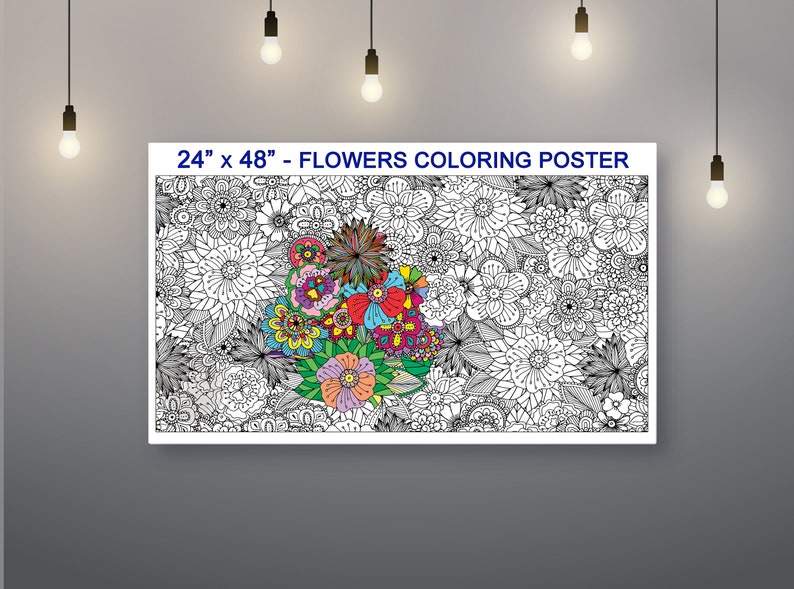 Giant Coloring Posters for Kids Adults Mandala Elephant - Etsy