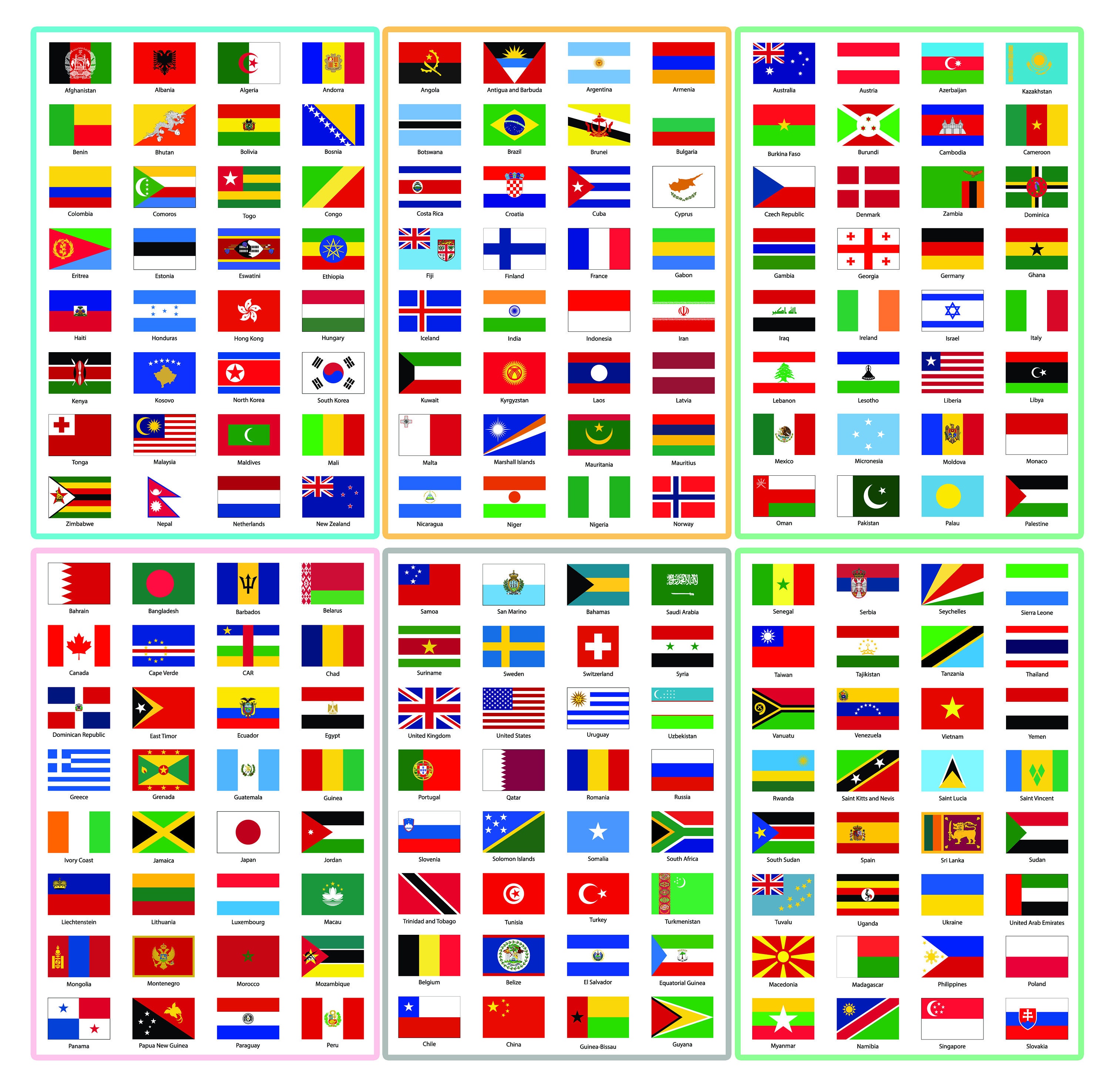 World Flags Stickers 192 Countries PVC transparent planner | Etsy