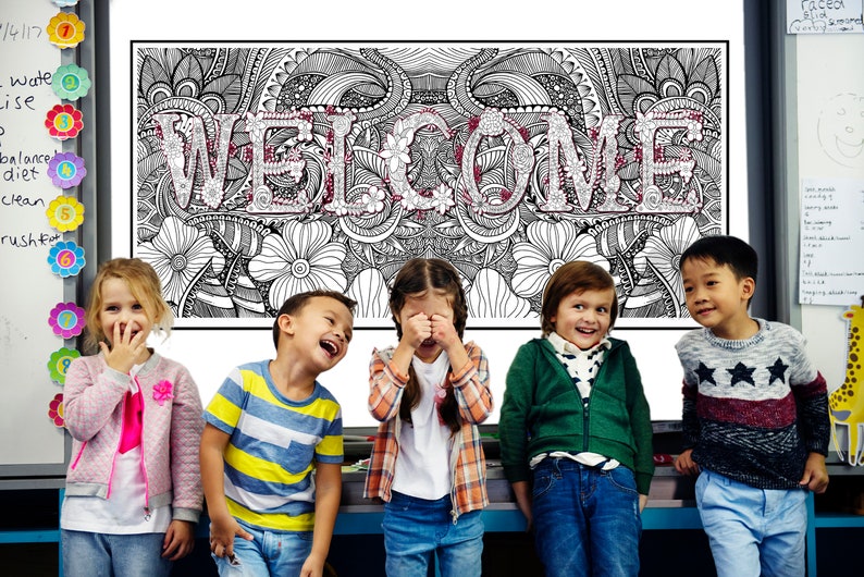 WELCOME Giant Coloring Poster Inspirational Wall Art - Etsy