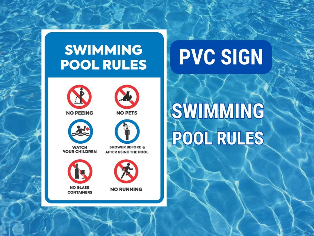 Swimming Pool Rules Sign - Durable Waterproof PVC, Easy Installation ...