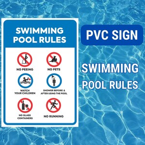 Swimming Pool Rules Sign - Durable Waterproof PVC, Easy Installation ...