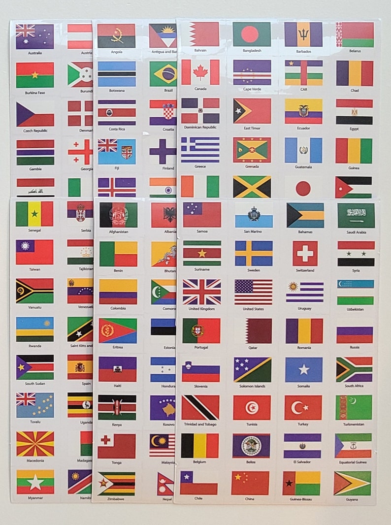 World Flags Stickers – 192 Countries, Travel & Learning - Etsy