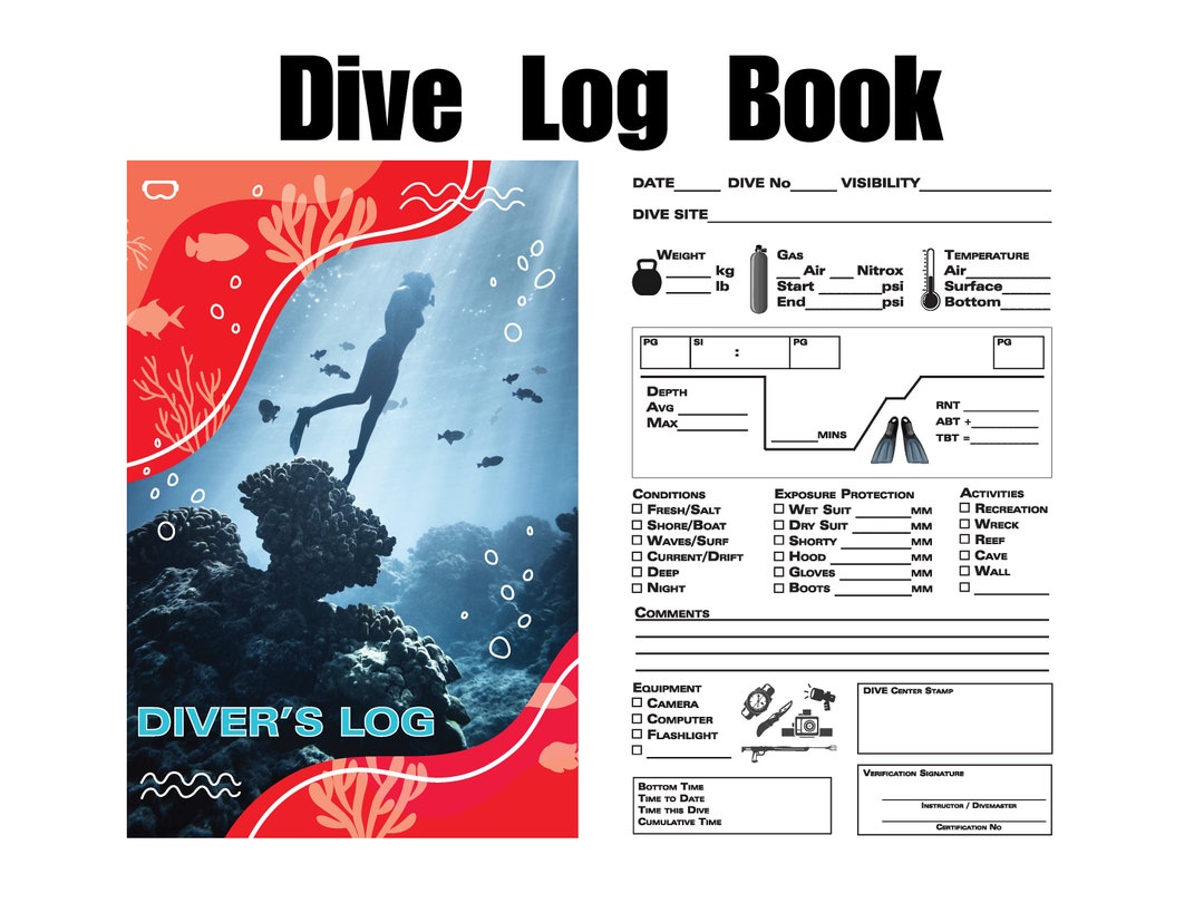 Dive Log Book Scuba Diving Journal to Monitor up to 100 Diving Trips ...