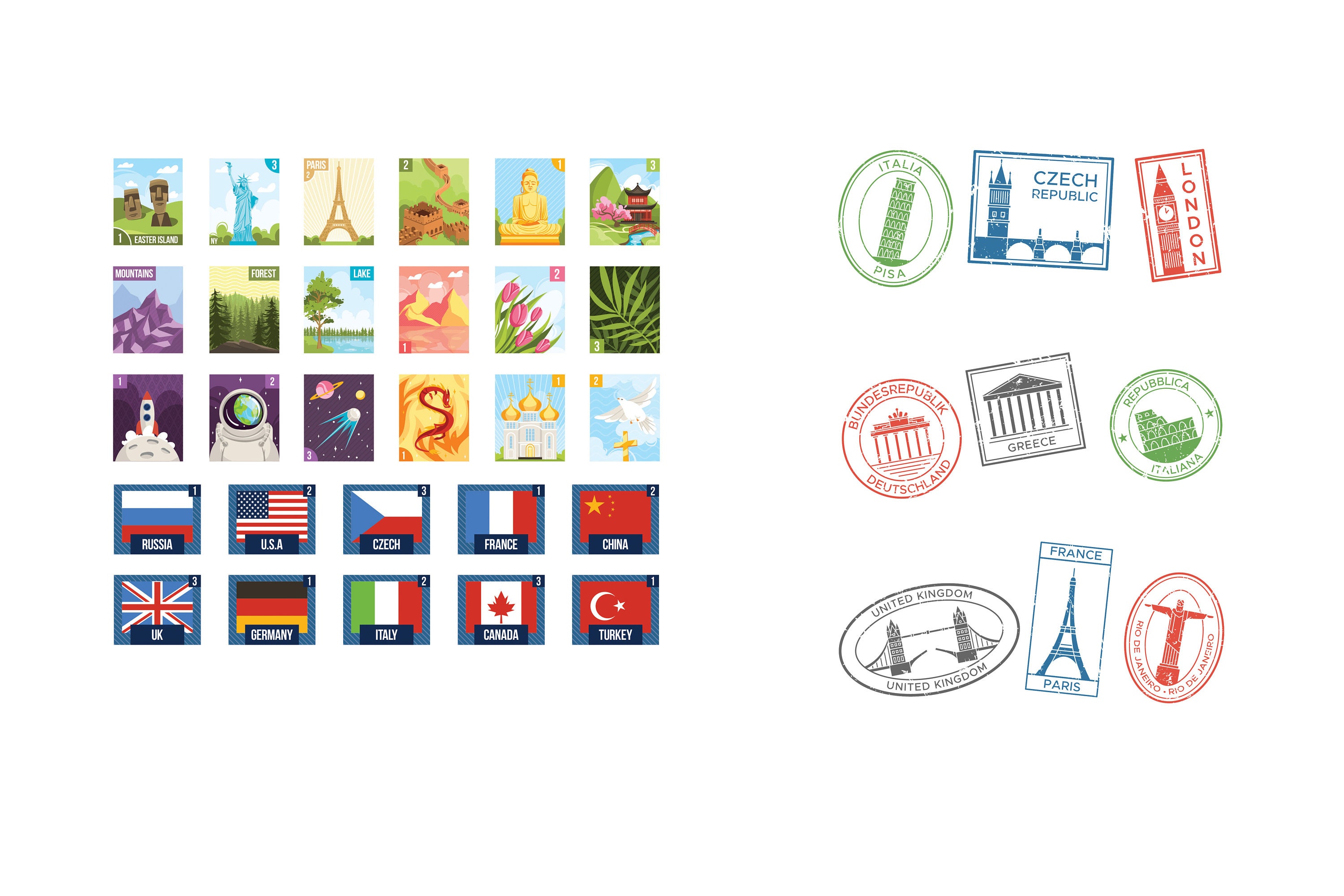 Pretend Passport With Flags Stamps for Learning and Pretend - Etsy