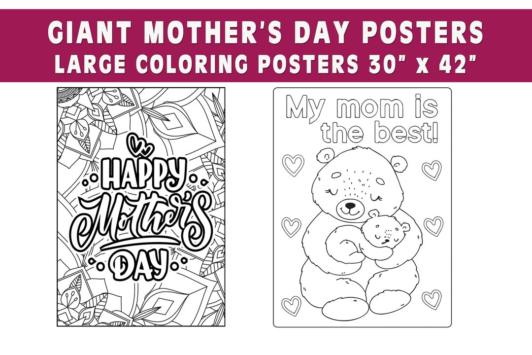 Happy Mother's Day Giant Coloring Poster - Inspirational Wall Art -huge ...