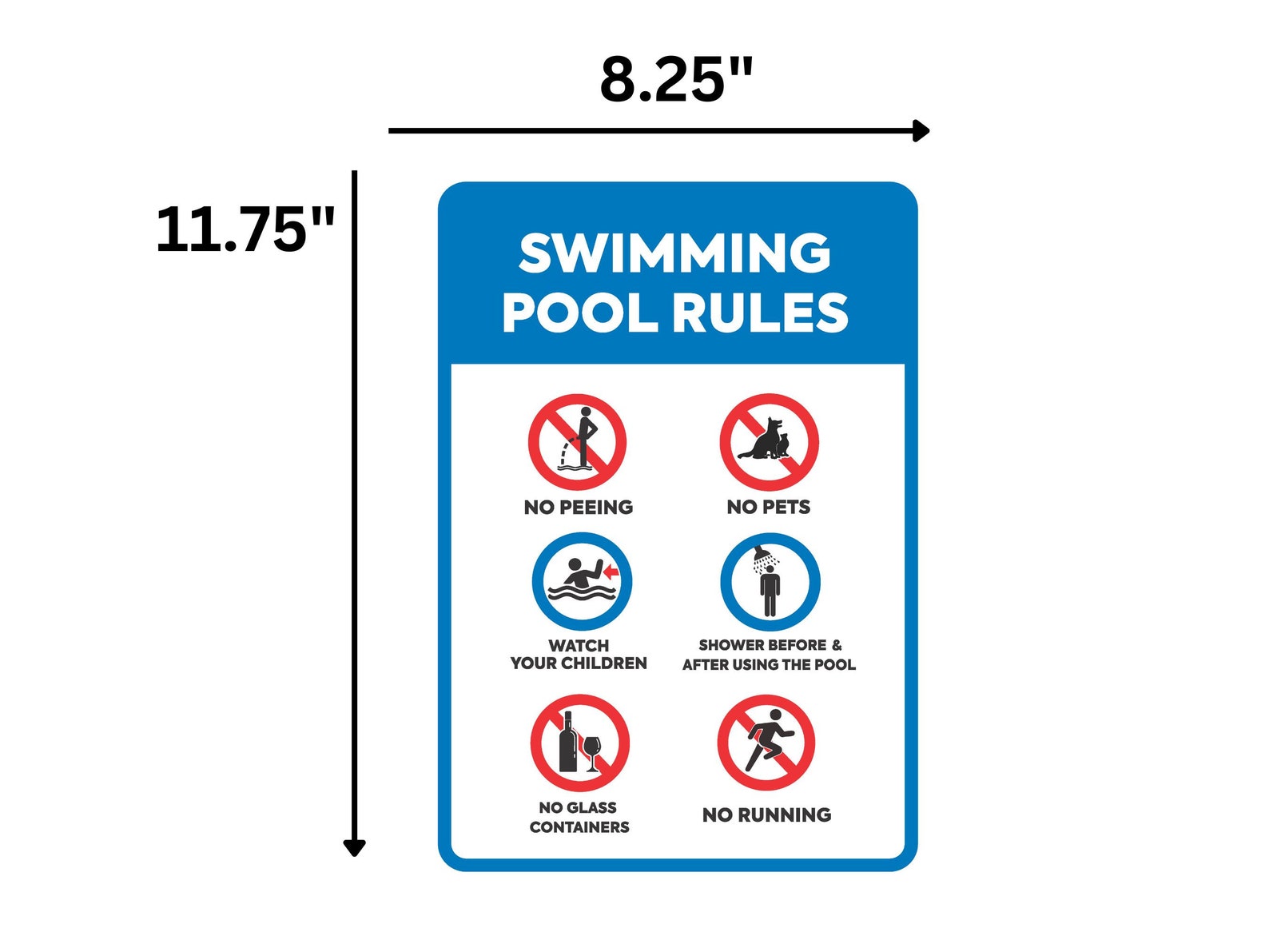 Swimming Pool Rules Sign Durable Waterproof PVC, Easy Installation ...