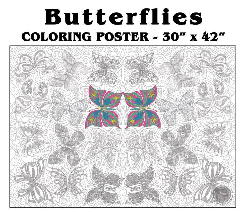Butterflies Giant Coloring Poster Inspirational Wall Art - Etsy