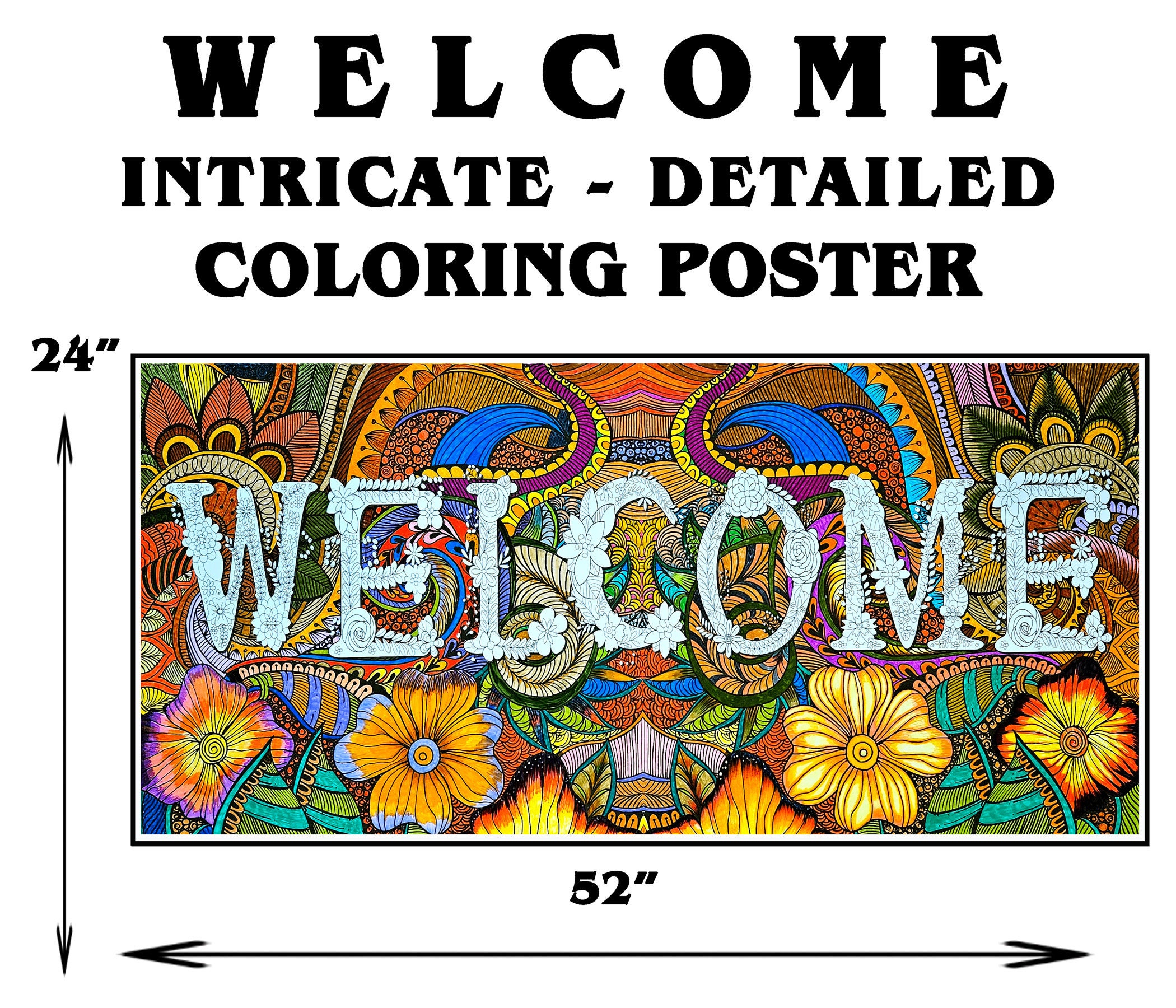 WELCOME Giant Coloring Poster Inspirational Wall Art Huge Poster for ...