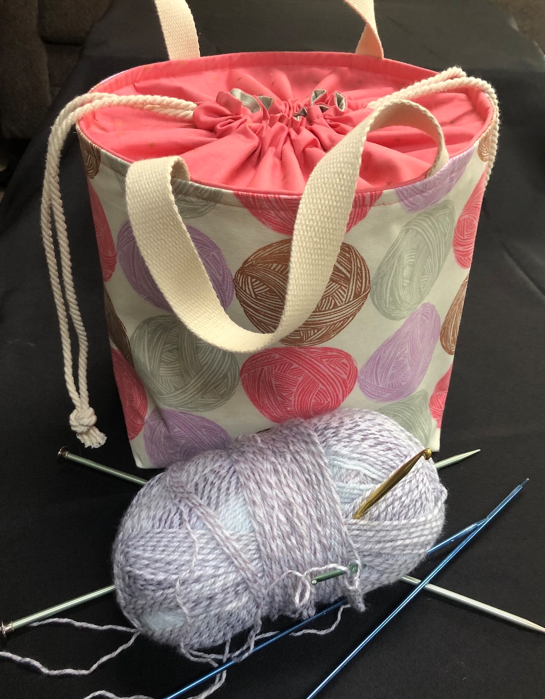 Yarn Ball Knit/crochet Project Bag - Etsy