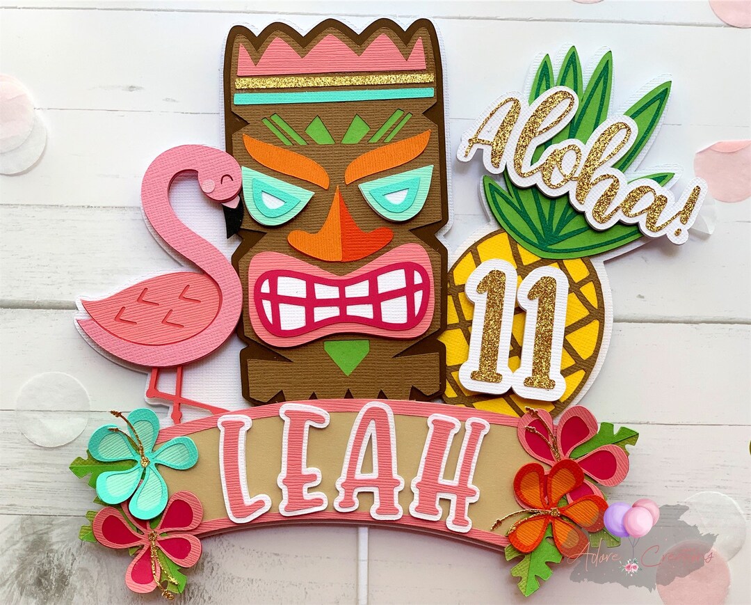 Aloha Theme Cake Topper, Hawaiian Party Theme Cake Topper, Tropical ...