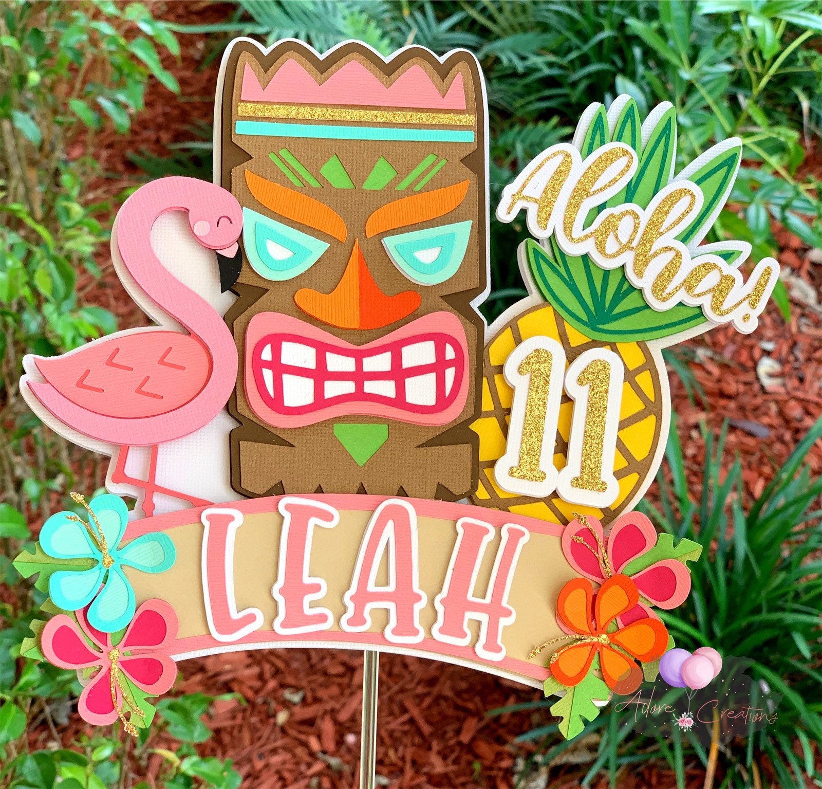 Aloha Theme Cake Topper Hawaiian Party Theme Cake Topper Etsy