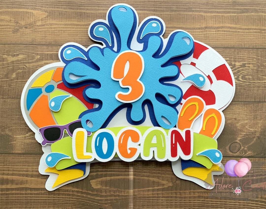 Pool Party Theme Cake Topper, Beach Party Theme Cake Topper ...