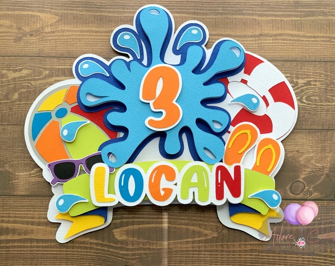 Pool Party Theme Cake Topper, Beach Party Theme Cake Topper ...