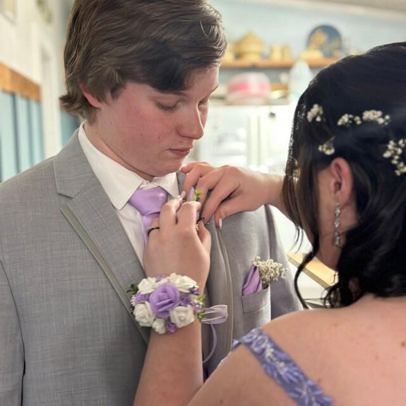 Lavender Lilac Prom Corsage and Boutonniere Set 2026, Amethyst Purple ...
