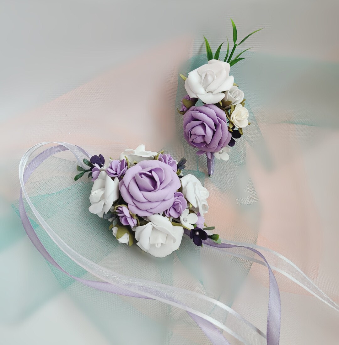 Lavender Lilac Prom Corsage and Boutonniere Set 2026, Amethyst Purple ...