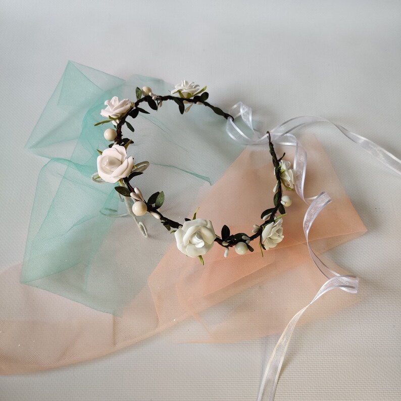 White Baby Flower Crown Simple Wedding Crown Flower Girl Crown ...