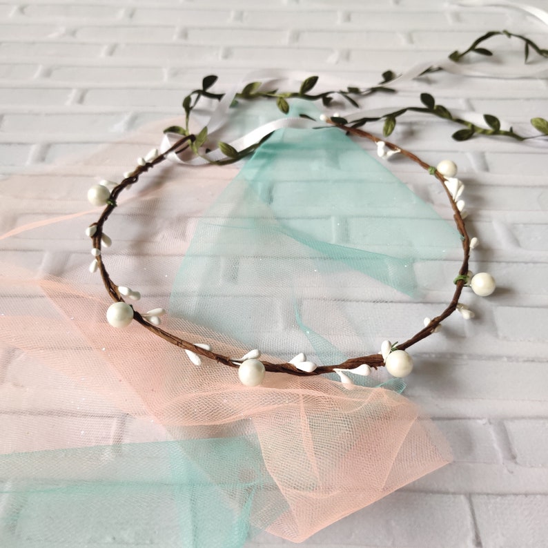 White Baby Flower Crown Simple Wedding Crown Flower Girl Crown ...