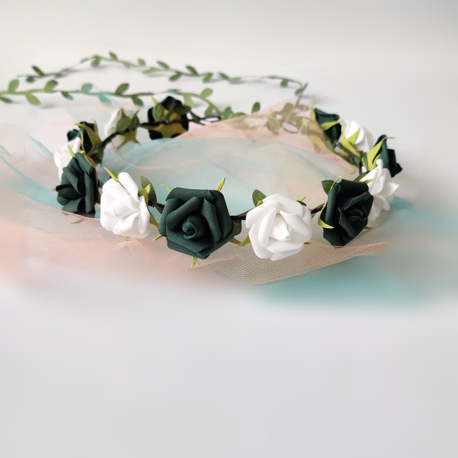 Emerald Green Flower Crown Rustic Wedding Crown Emerald - Etsy