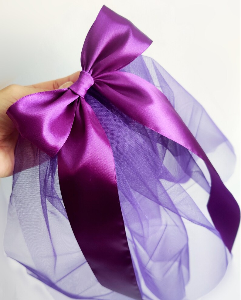 Purple Veil: Gothic Bachelorette Bride Headband With Black Bow - Etsy