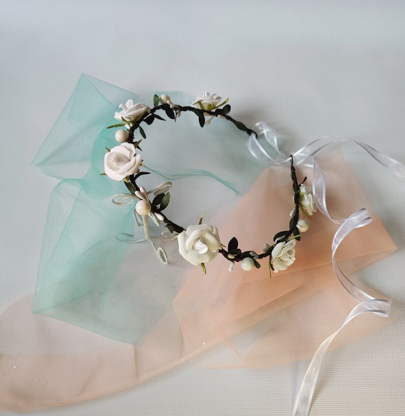 White Baby Flower Crown Simple Wedding Crown Flower Girl Crown ...