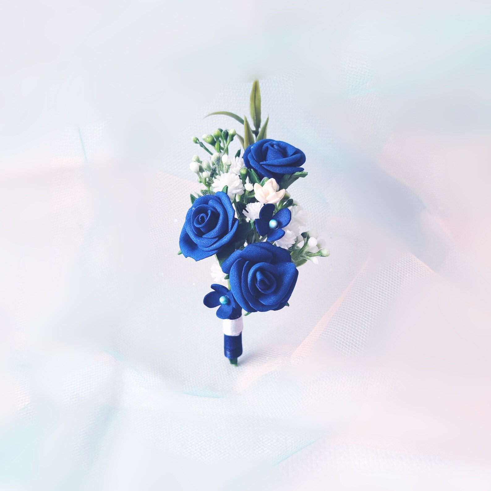 Navy Blue Wrist Corsage and Boutonniere Set Prom Wristlet - Etsy