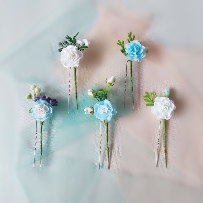 Flower Hair Comb Blue Wedding Hair Pins Prom Hair Comb Blue | Etsy