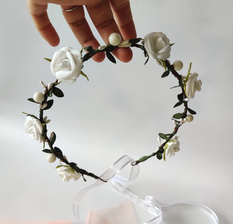 White Baby Flower Crown Simple Wedding Crown Flower Girl Crown ...
