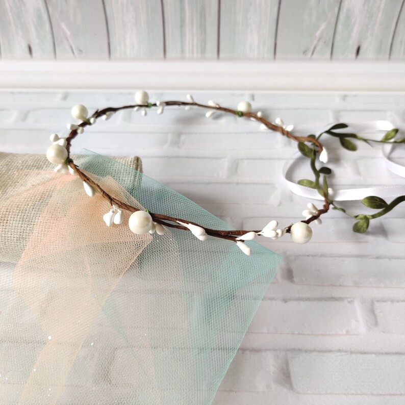 White Baby Flower Crown Simple Wedding Crown Flower Girl Crown ...