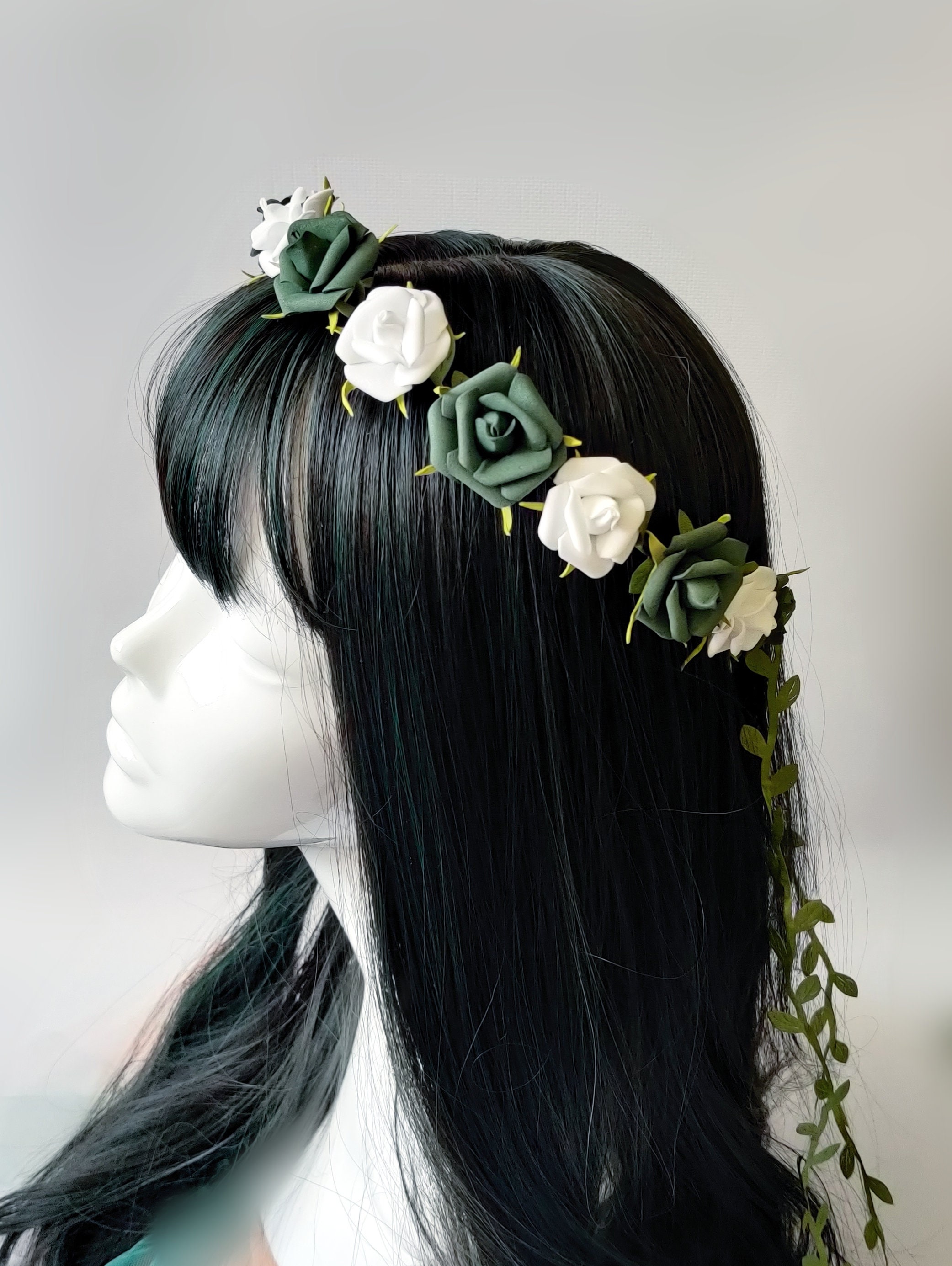 Emerald Green Flower Crown, Rustic Wedding Headpiece - Etsy