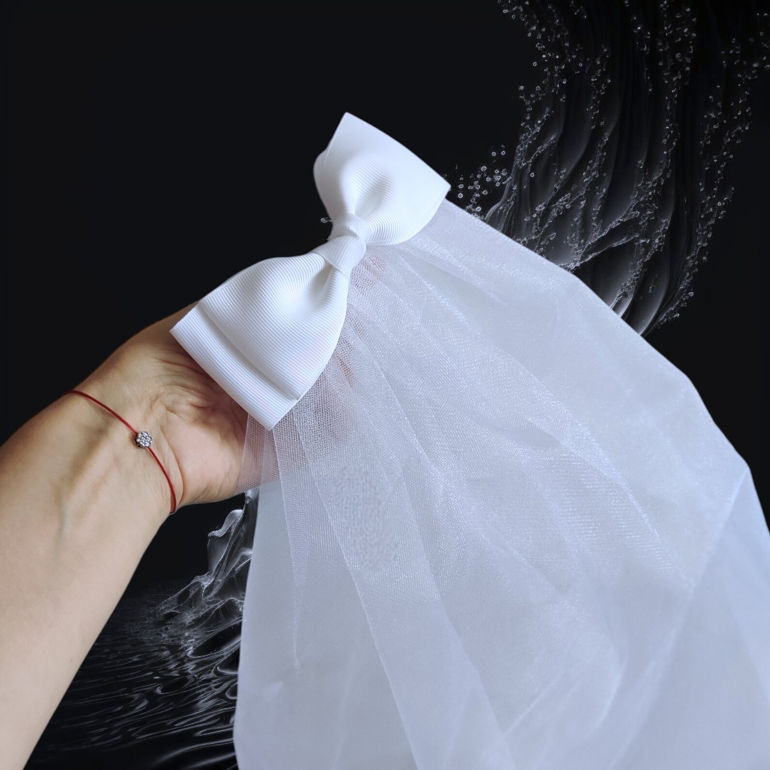 White Bow Wedding Veil: Short Bridal or Bachelorette Veil - Etsy