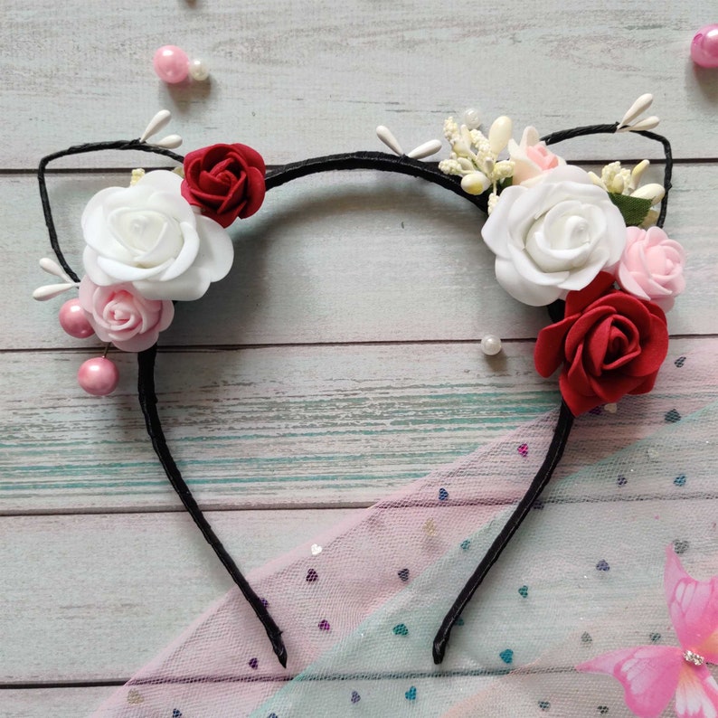 Flower Girl Crown Cat Lover Gift Baby Girl Flower Headband - Etsy