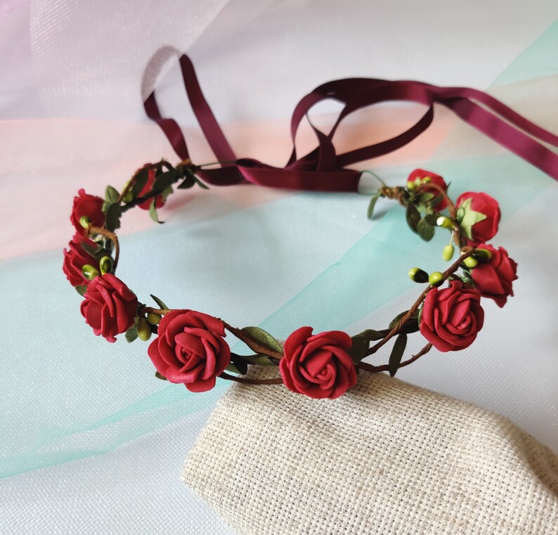 Red Flower Crown Simple Red Wedding Crown Red Bridal Crown - Etsy
