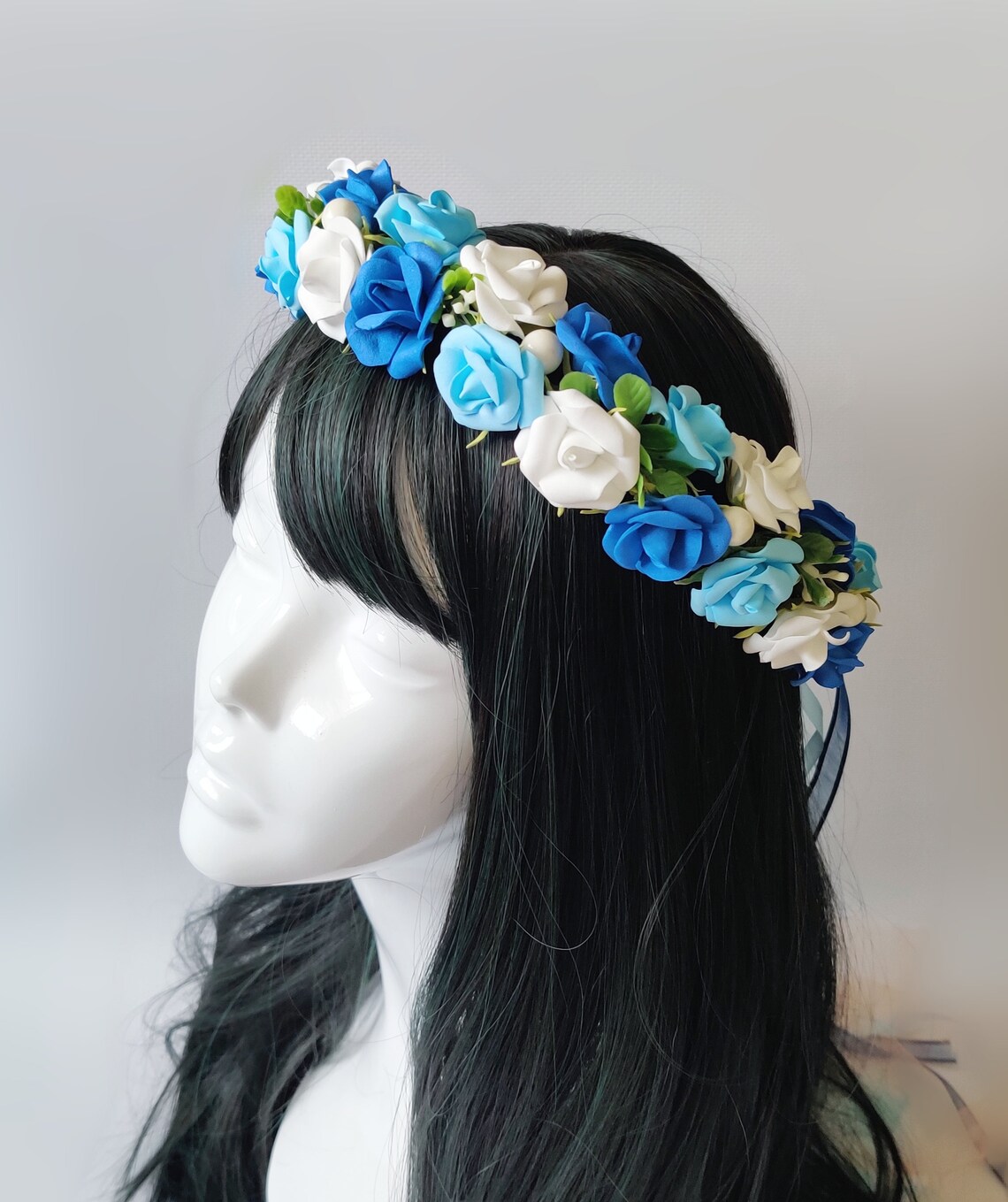 Royal Blue Floral Crown: Wedding Flower Girl Headpiece - Etsy