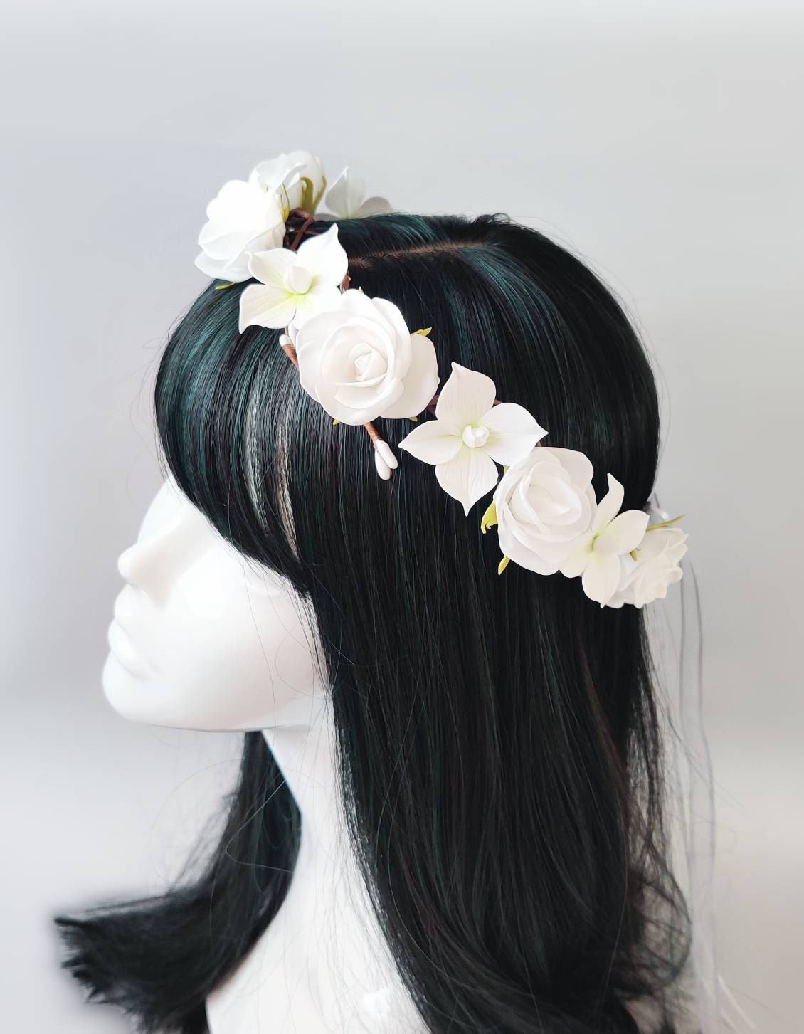 White Wedding Crown Flower Girl Crown Bridal Flower Crown White Rose ...